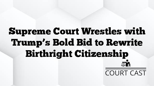 Supreme Court Wrestles with Trump’s Bold Bid to Rewrite Birthright ...